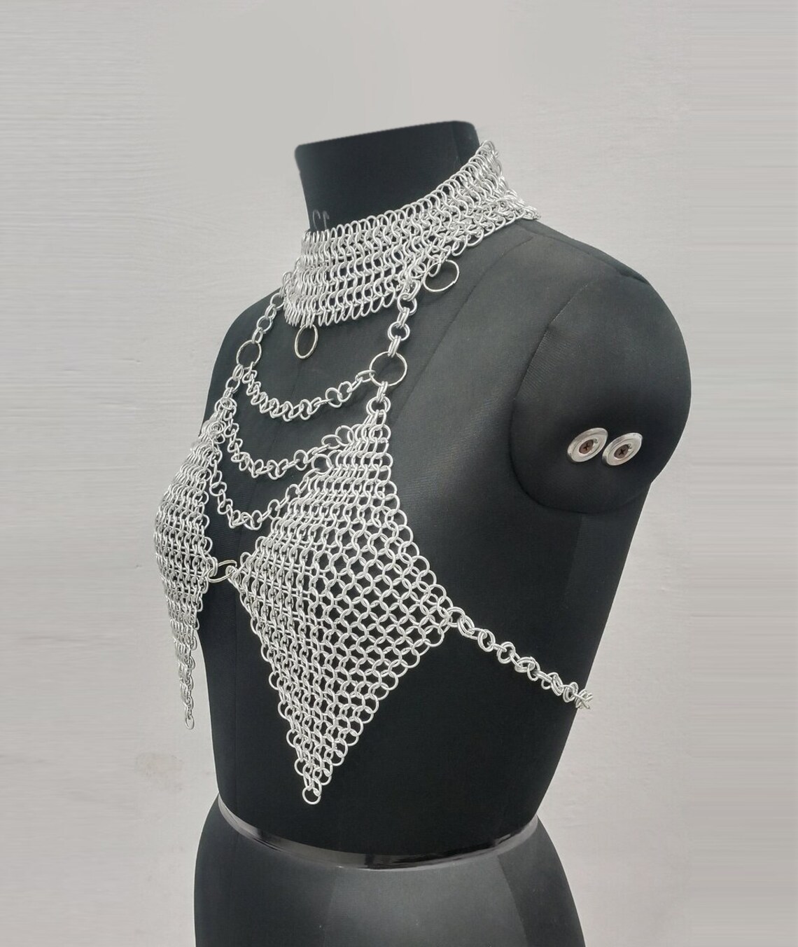 Chainmail Bra Top Aluminum Butted Ring Handmade Neck Piece Medieval ...
