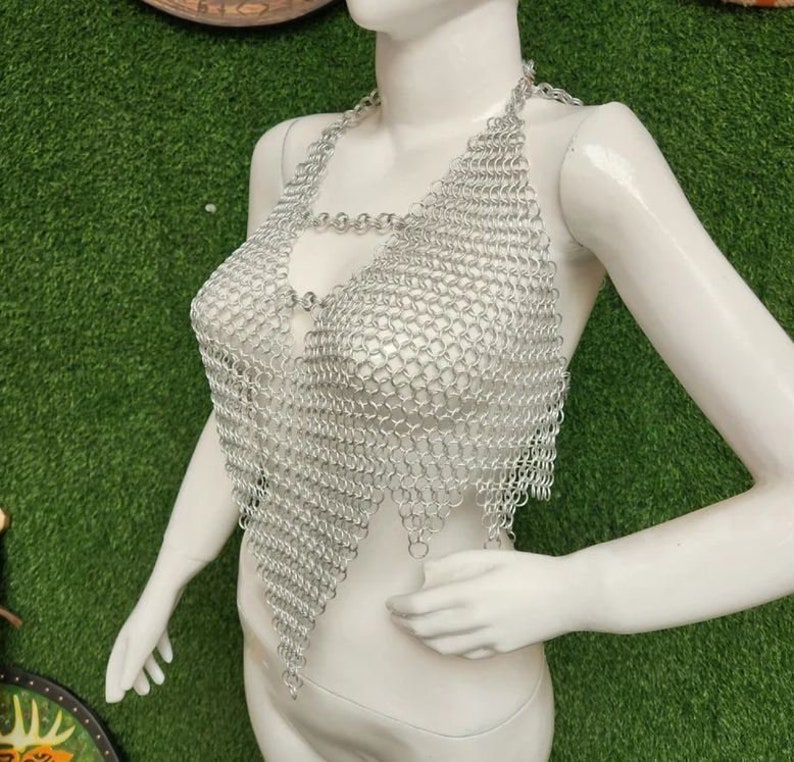 Chainmail Fancy Costume Aluminium Butted 10mm Ring Viking Sexy Halter