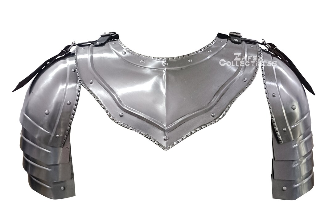Medieval Gorget Set Pouldron Armor Shoulder Pair 18 Gauge Mild Steel ...