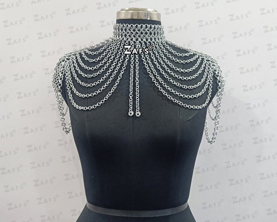 Chainmail Collar Shoulder Jewelry Small Chain Layered Neck Piece ...