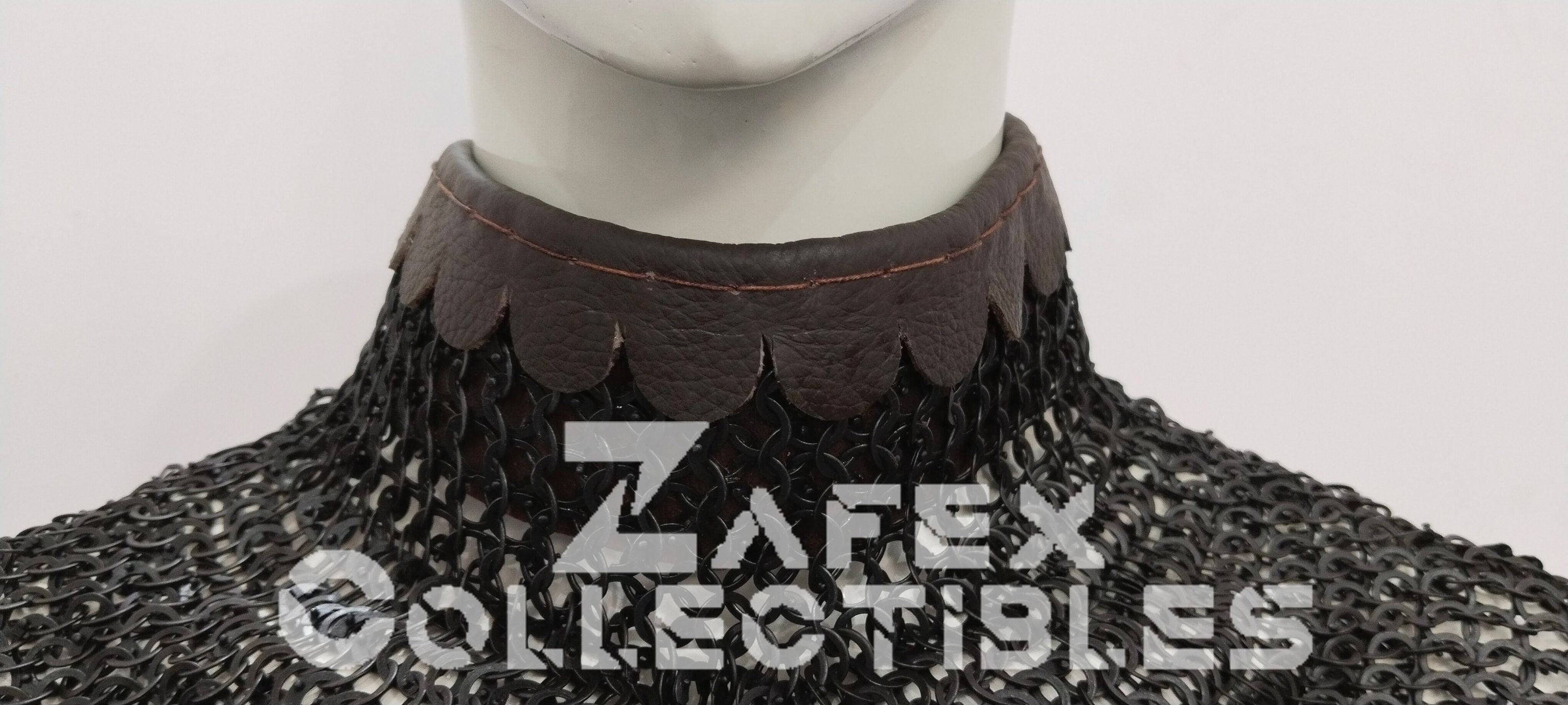 Mild Steel Chainmail Leather Bishop Collar Flat Ring Dome Riveted 9 Mm ...