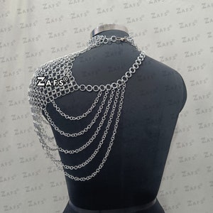 Chainmail Shoulder Jewelry Small Chain Layers Aluminum Rave Outfit Neck ...