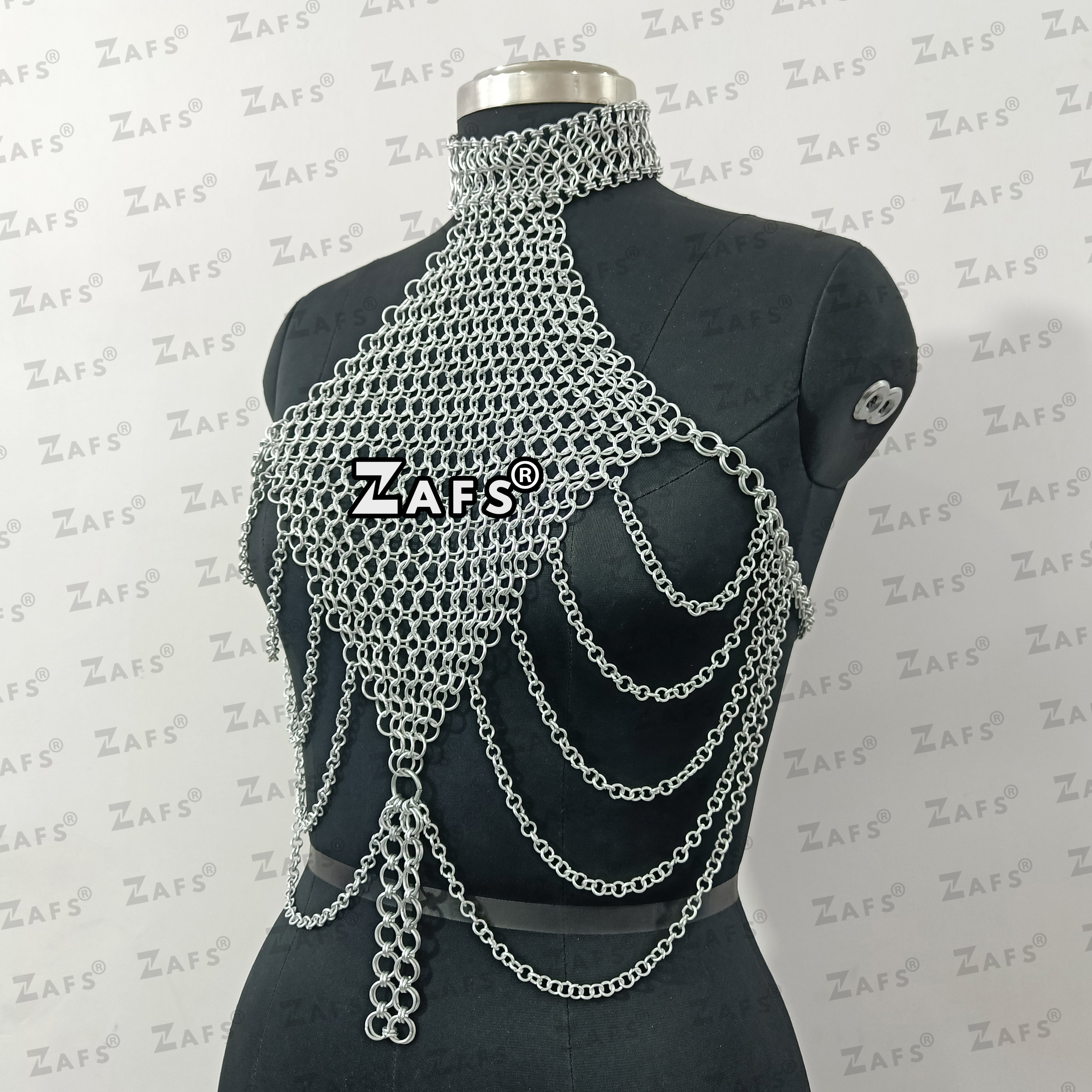 Silver Chainmail Body Chain - Festival Armor - Metal Bra Top - Costume ...