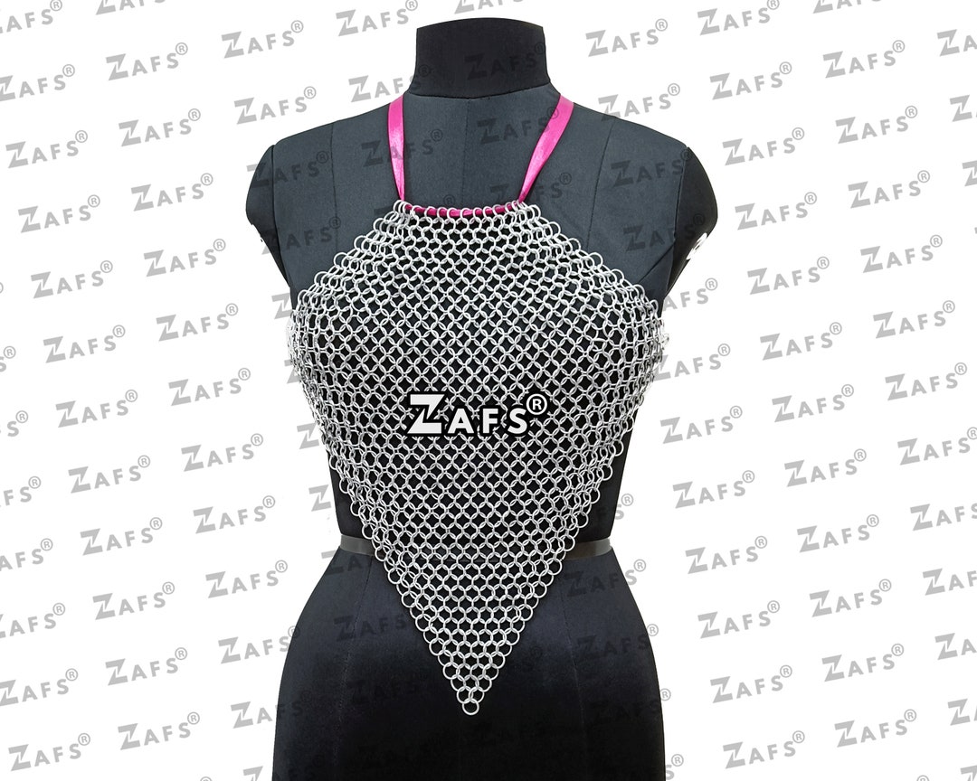 Aluminum Butted Chainmail Pink Ribbon Top Handmade V-shape Design ...
