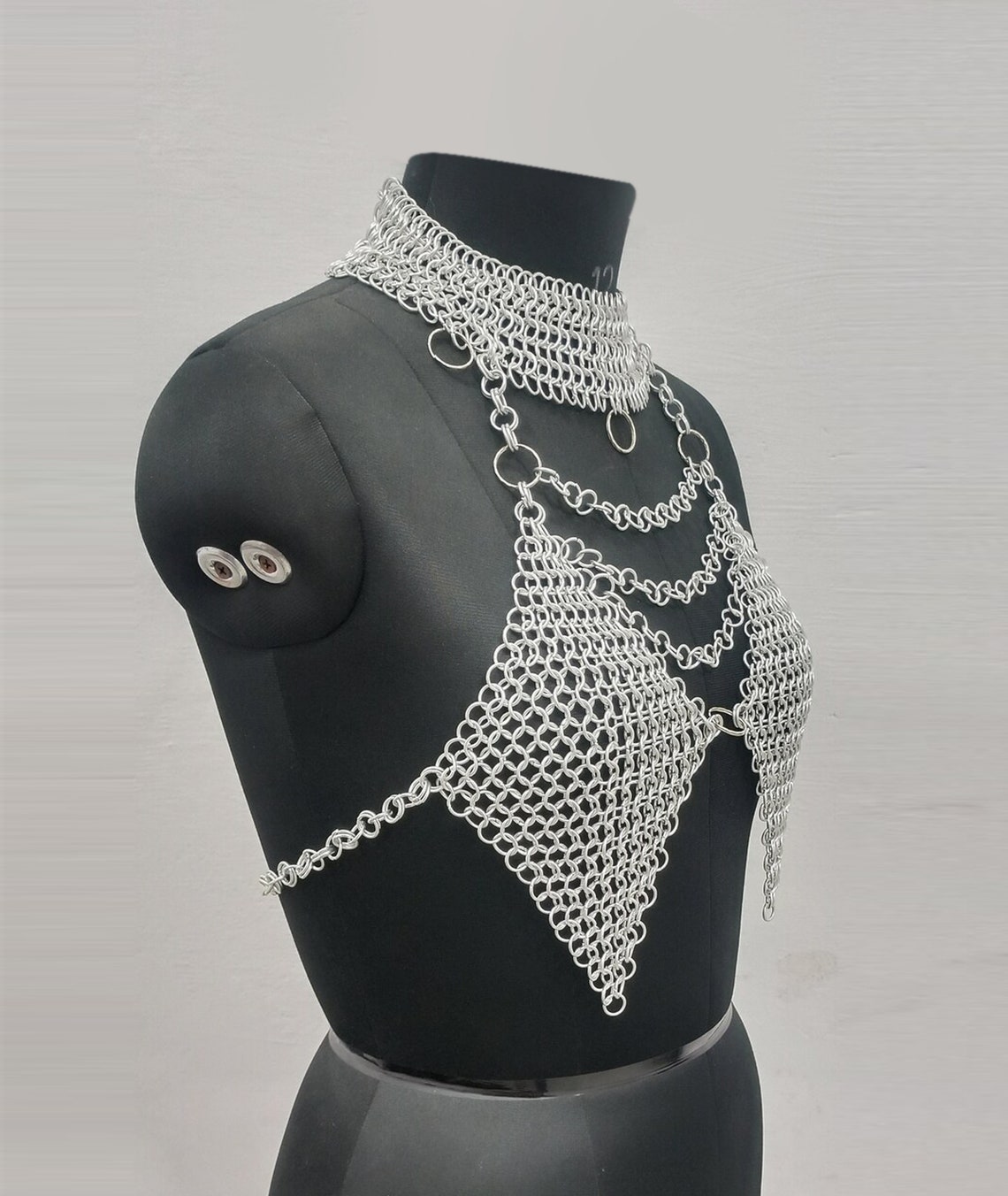 Chainmail Bra Top Aluminum Butted Ring Handmade Neck Piece Medieval ...