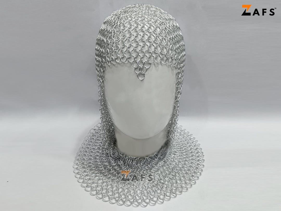 Medieval Knight Hood Aluminium Butted Ring Lightweight Chainmail Coif ...
