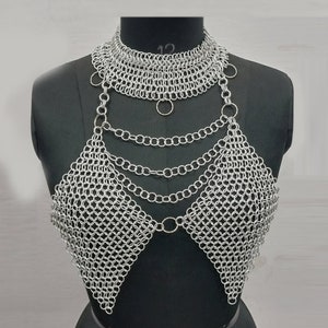 Chainmail Bra Top Aluminum Butted Ring Handmade Neck Piece Medieval ...