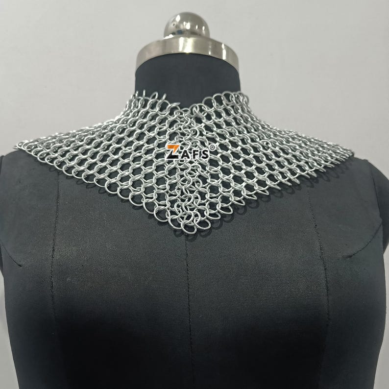 Handmade Aluminum Chainmail Neck Collar Lightweight 10mm Ring Medieval ...