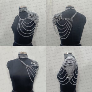 Chainmail Shoulder Jewelry Small Chain Layers Aluminum Rave Outfit Neck ...