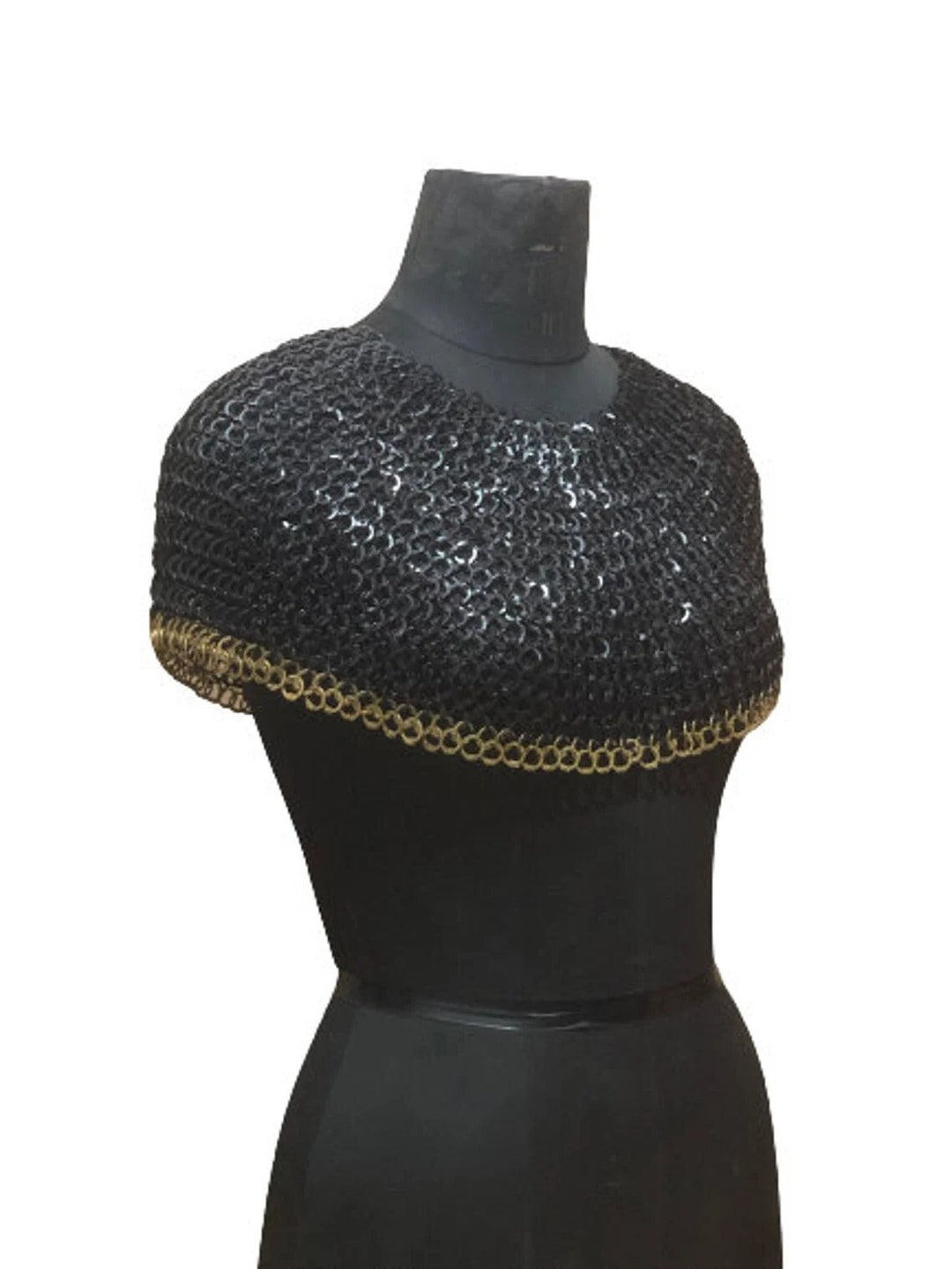 Medieval Chainmail Bishop Mantle Collar Mild Steel Armor Flat Riveted ...