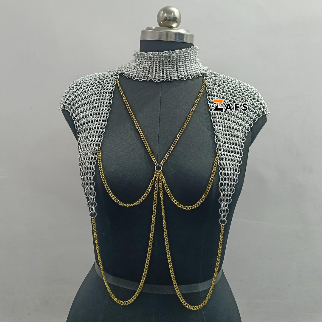 Handmade Aluminum Chainmail Shoulder Armor Collar With Body Chain ...