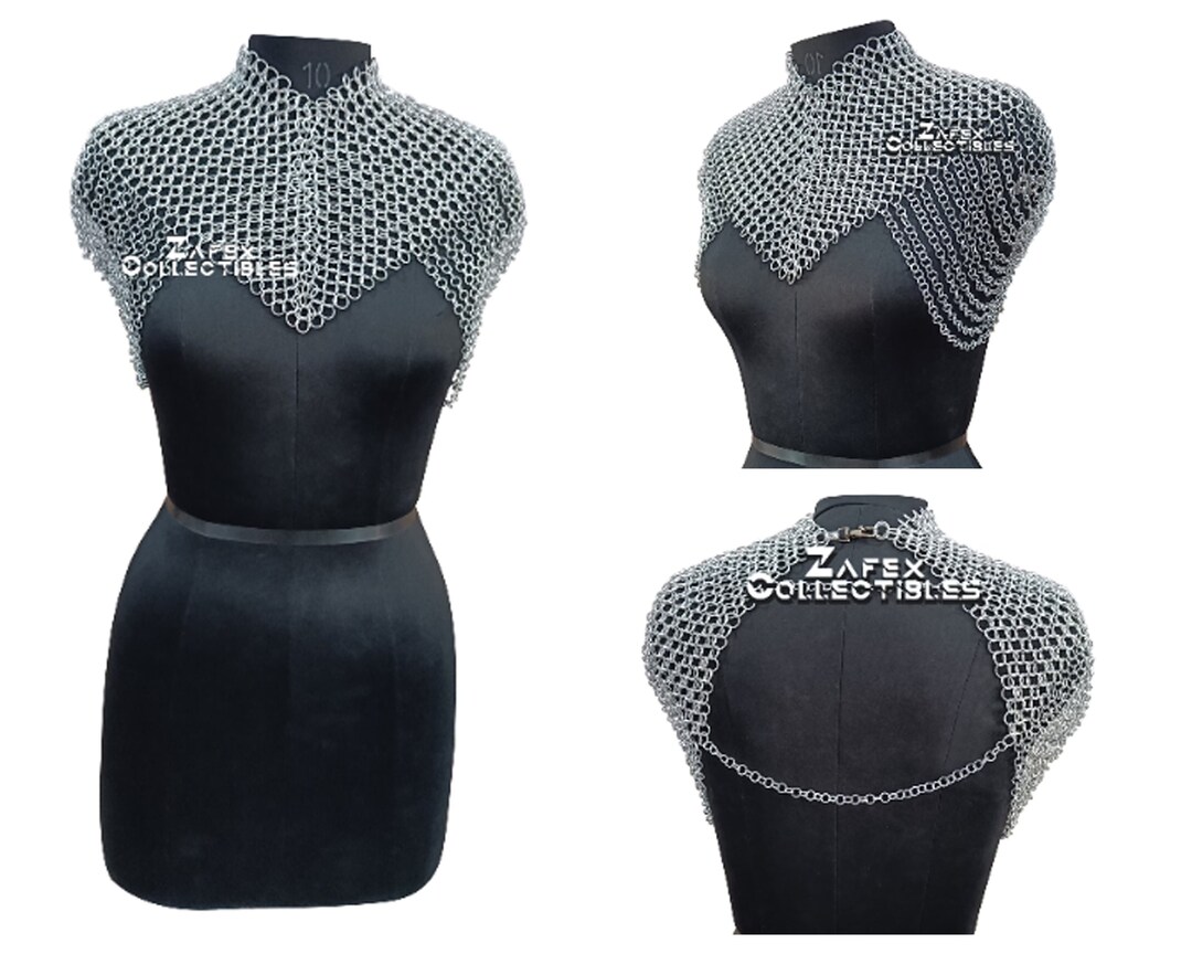 Chainmail Collar, Shoulder Jewelry, Small Chain Layers Necklace, Metal ...