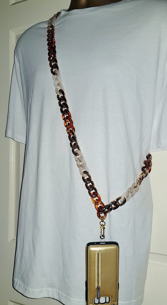Large Link Twist Curb Chain Phone Lanyard Handsfree Crossbody - Etsy UK