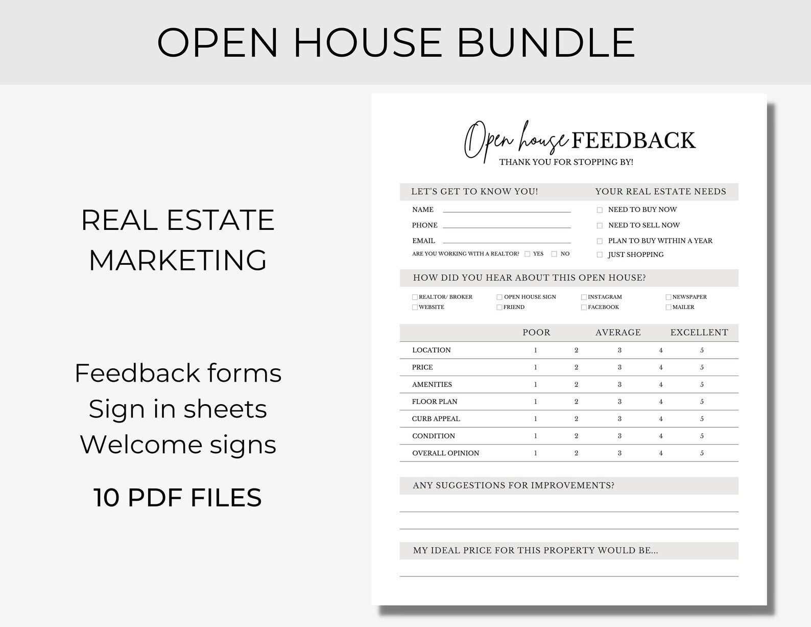 Open House Bundle Real Estate Open House Printable Open | Etsy
