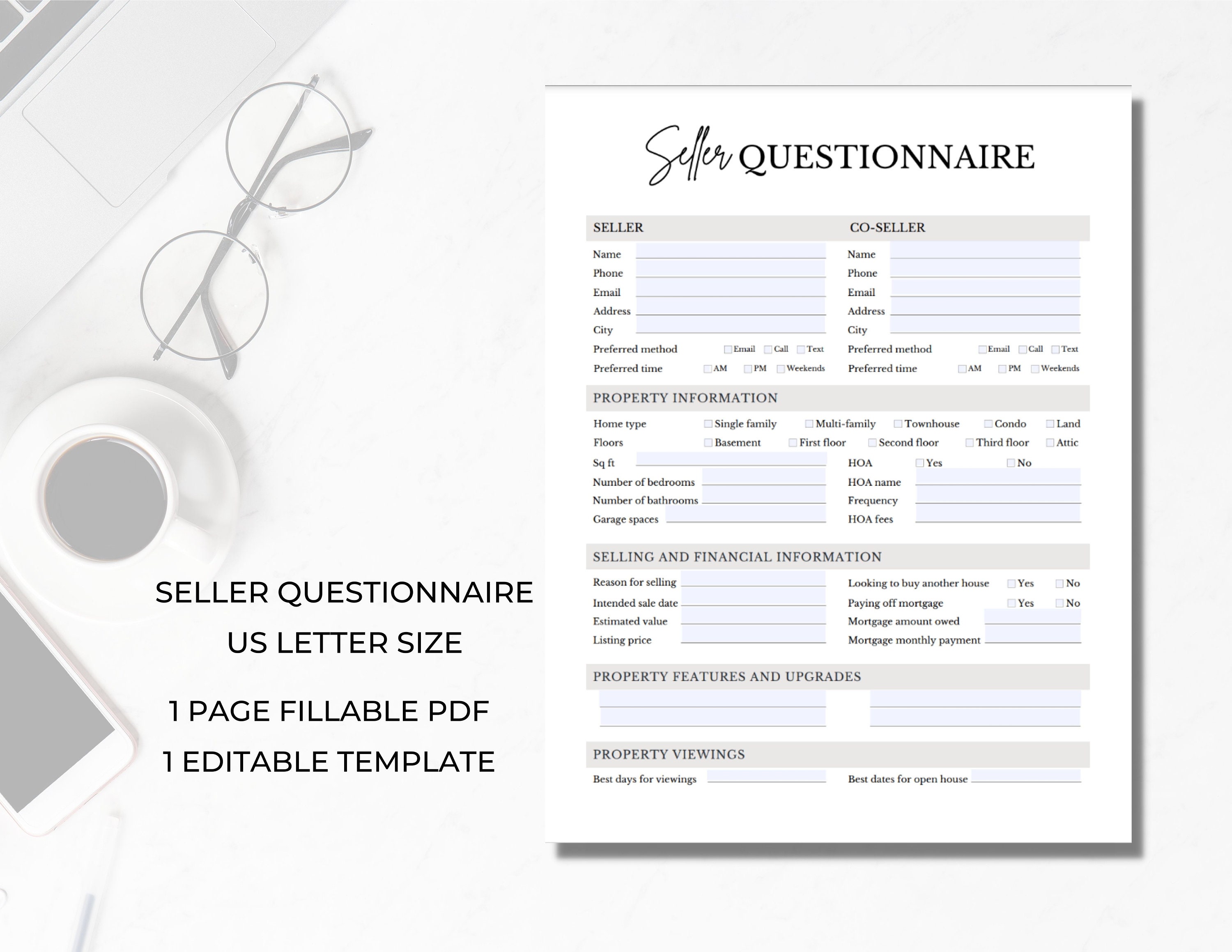Real Estate Seller Questionnaire| Client Questionnaire Form| Seller ...