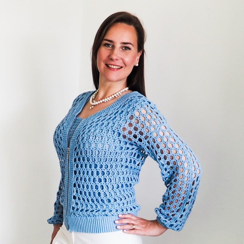Lace Bomber Crochet Cardigan Pattern: Summer Skies Design (PDF Pattern ...