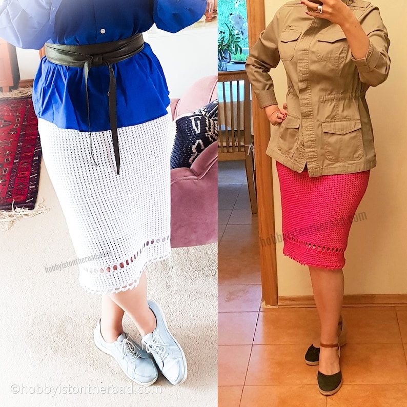 Summer Stroll Pencil Skirt Crochet Pattern XS-XL Sizes, Straight ...