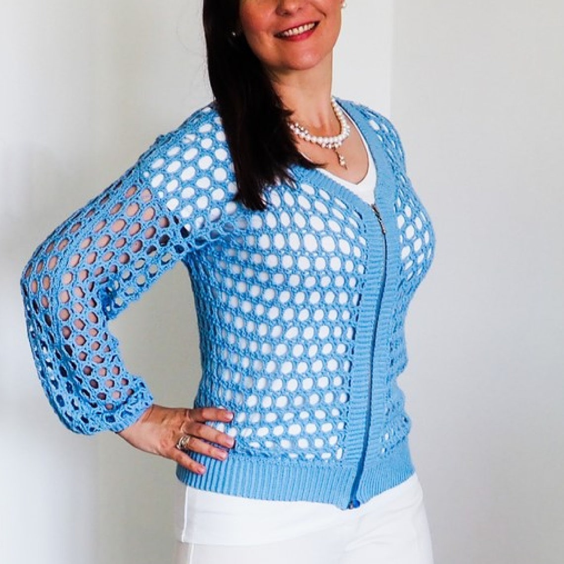 Lace Bomber Crochet Cardigan Pattern: Summer Skies Design (PDF Pattern ...