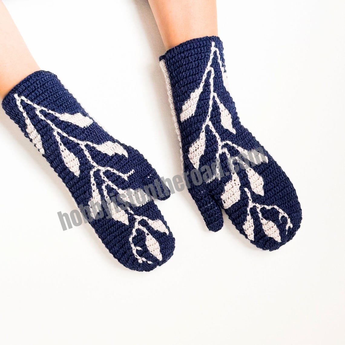 Frosted Leaves Mittens Crochet Pattern: Botanical Mosaic (PDF Pattern ...