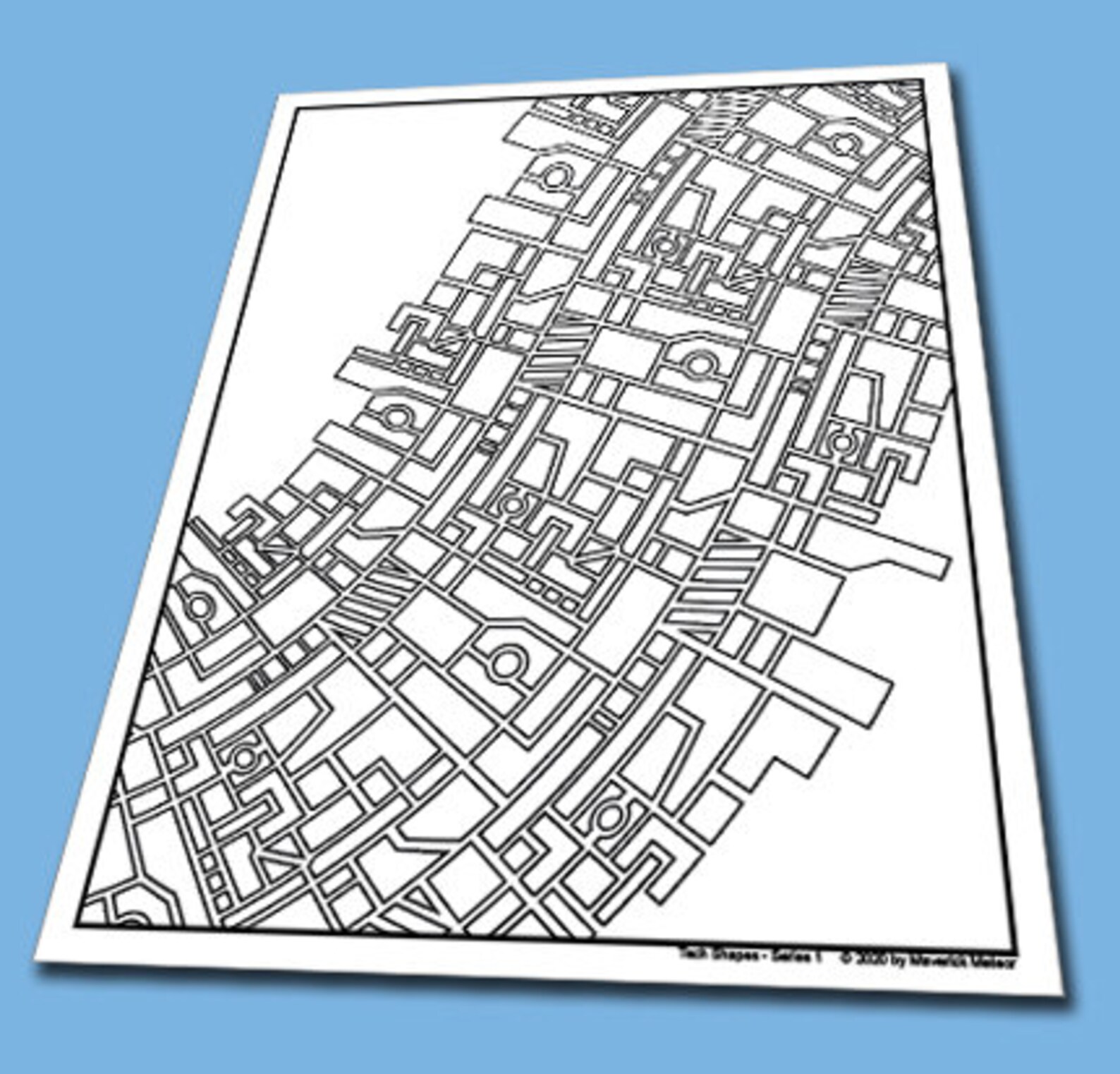 10 Printable Coloring Pages. Complex Sci-fi Tech Shapes. Futuristic ...