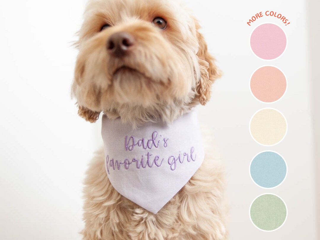 Custom Text Embroidered Dog Bandana With Snaps Linen Blend Bandana for ...