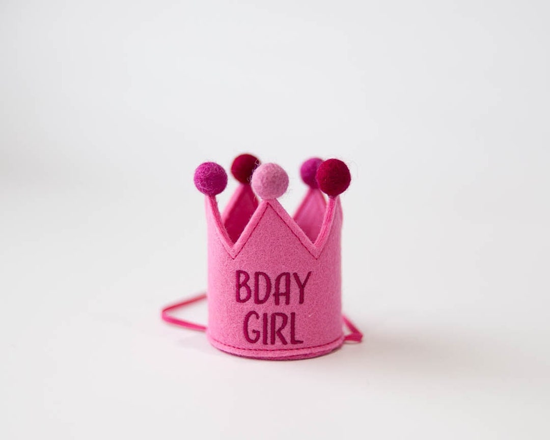 MINI Birthday Girl Crown for Cats, Cat 1st Birthday Crown, Embroidered ...