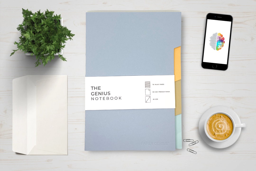 The Genius Notebook Blue B5 Notebook Lined Notebook 4 Tabs Soft Cover ...