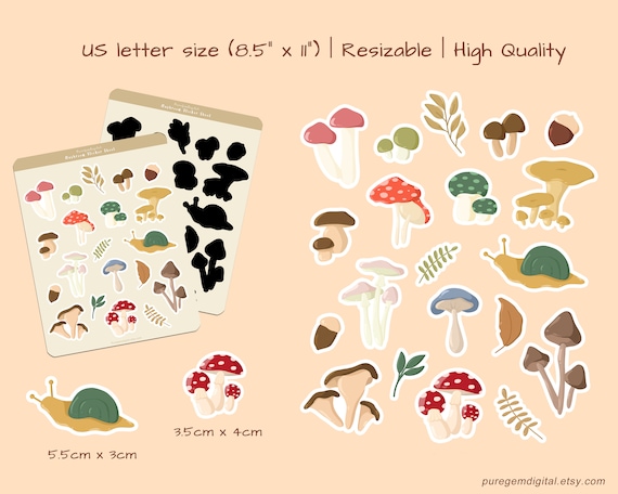 Mushroom Forest Sticker Sheet Scrapbooking Papercraft etna.com.pe