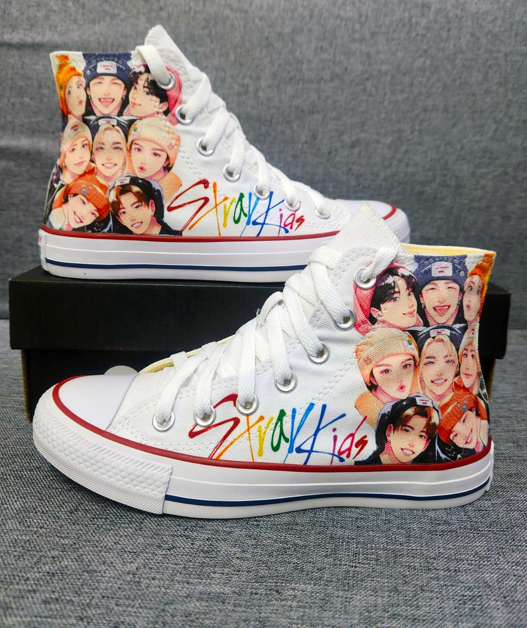 Stray Kids SKZ Rock Star Fan Art Custom Hand Made Hi Top Converse Shoes ...