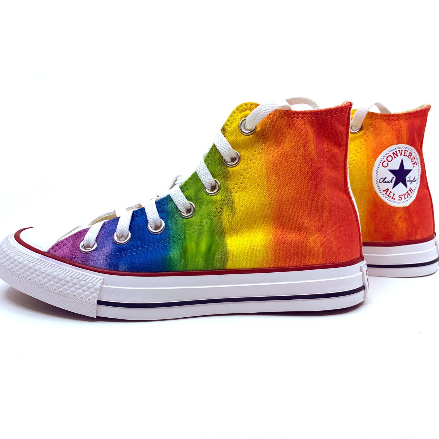 Rainbow Shoes Rainbow Tie Dye Fan Art Custom Hand Made Hi Top - Etsy Israel