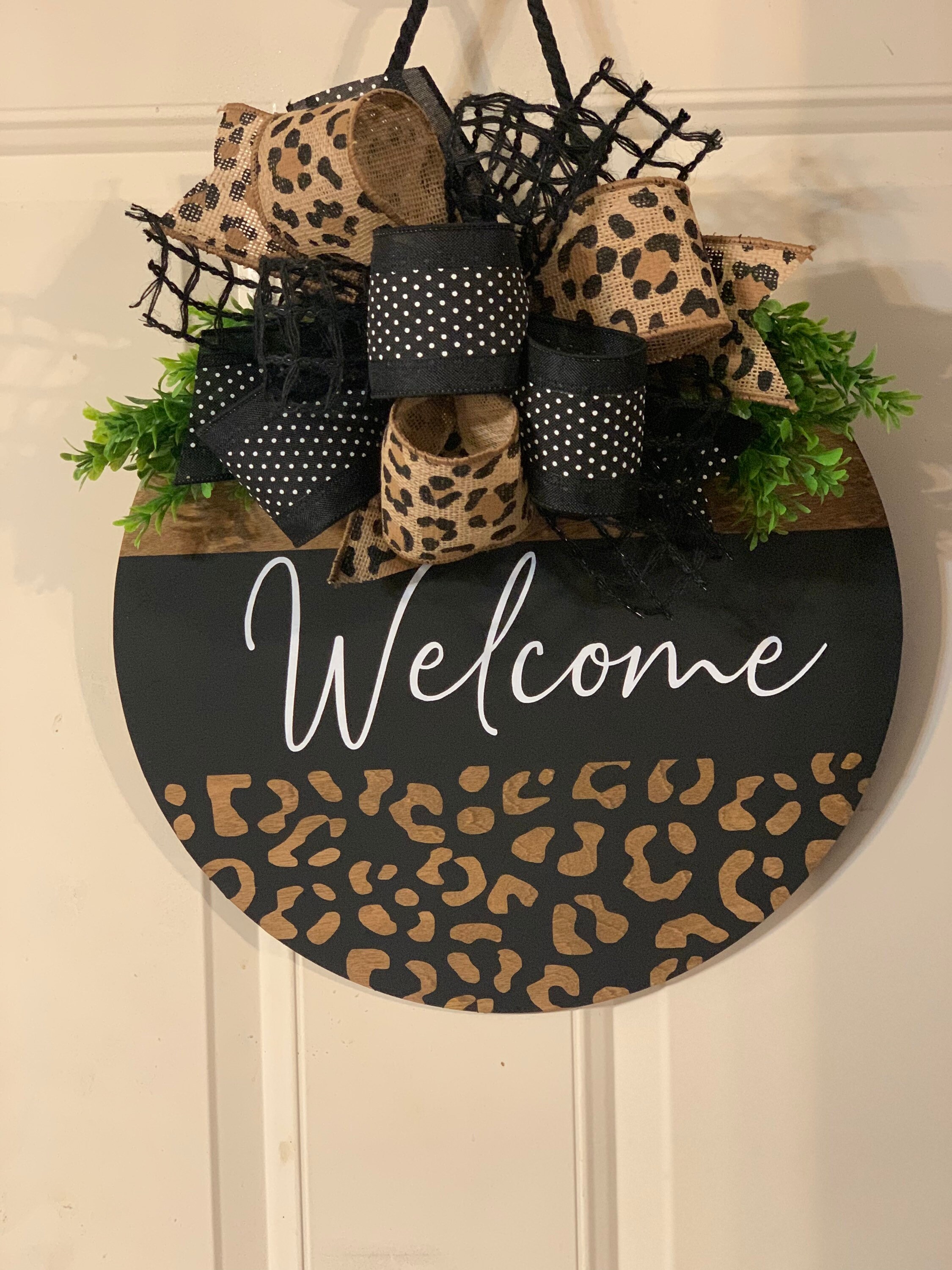 Leopard Hello There Door Hanger Cheetah Print Roundleopard - Etsy