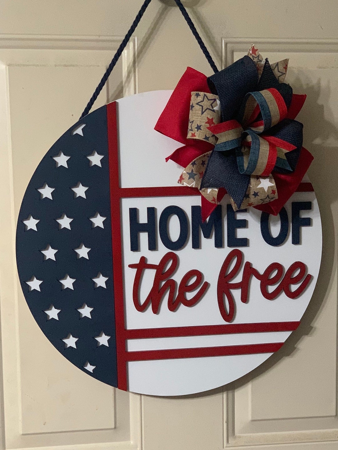 Patriotic Home of the Free Door Hanger, Welcome Door Hanger, Labor Day ...