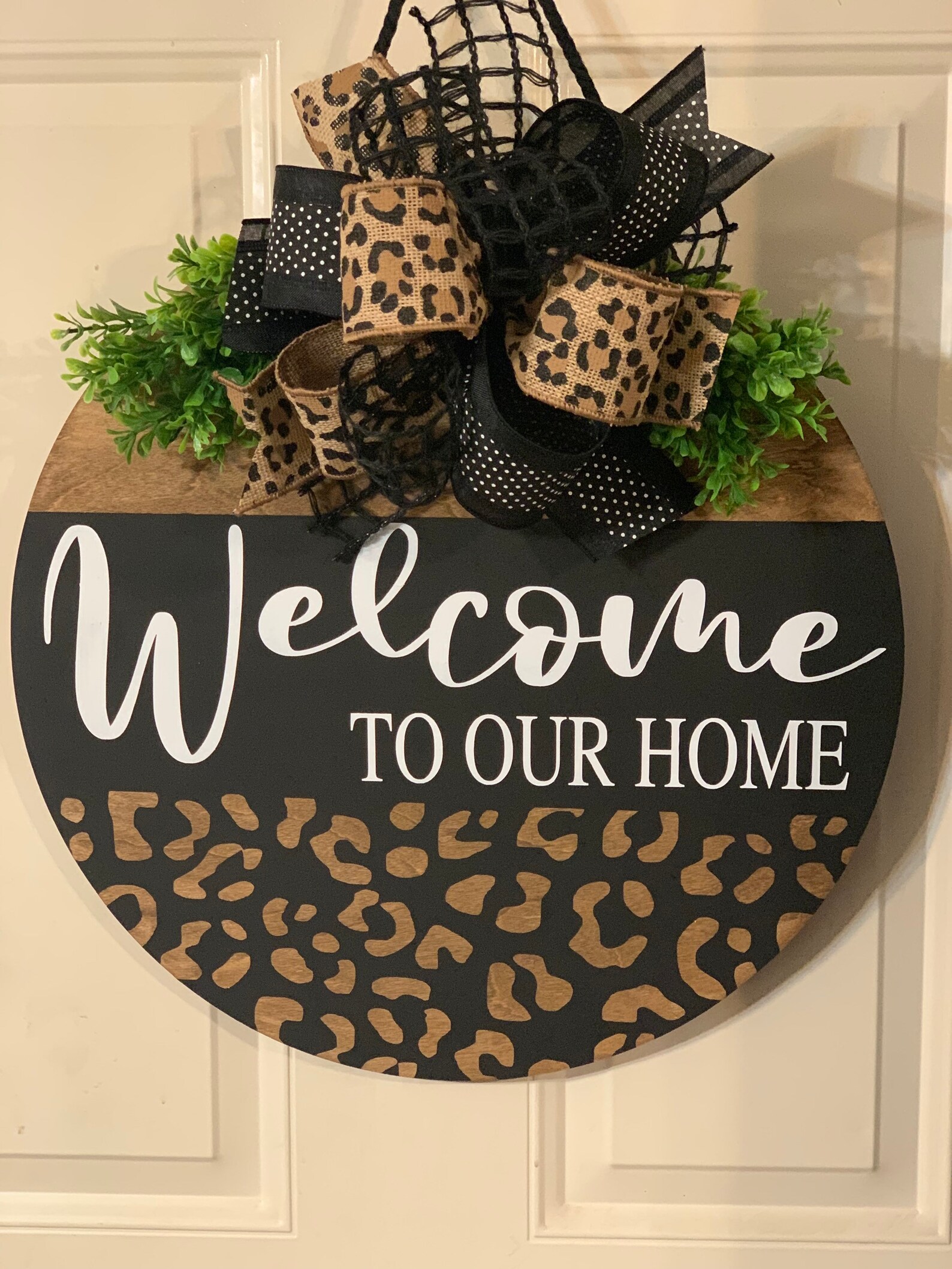 Leopard Hello There Door Hanger Cheetah Print Roundleopard - Etsy
