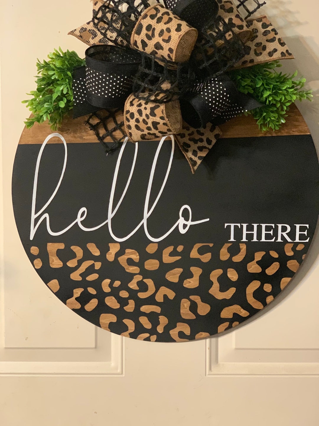 Leopard Hello There Door Hanger, Cheetah Print Round,leopard Decor ...