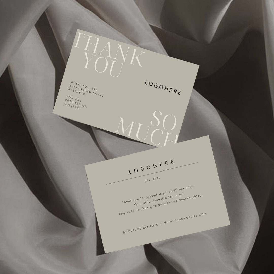 Elegant Thank You Card Template: Printable Note Card (digital Download ...