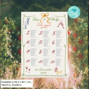 SEATING CHART TEMPLATE | Table Seating Plan Ribbon Bow Wedding ...
