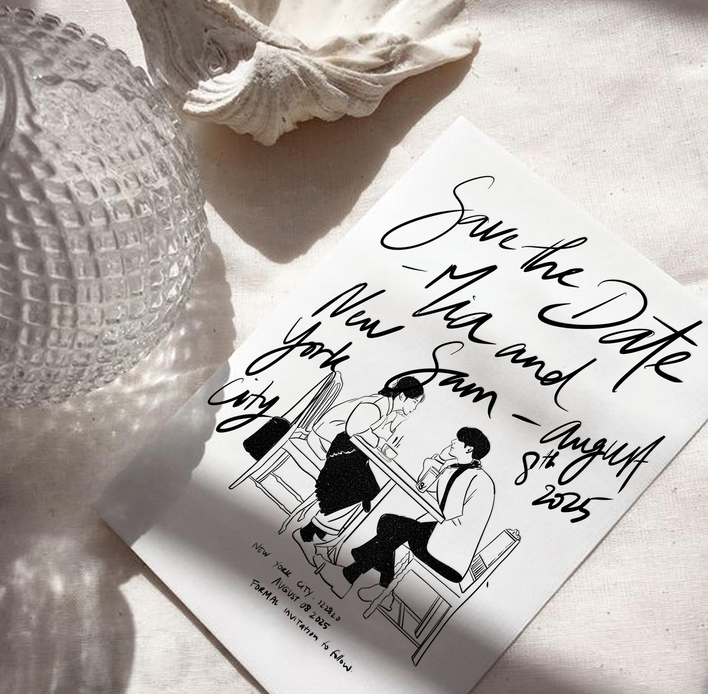 Custom Couple Portrait Line Drawing: Wedding Invitation (digital ...