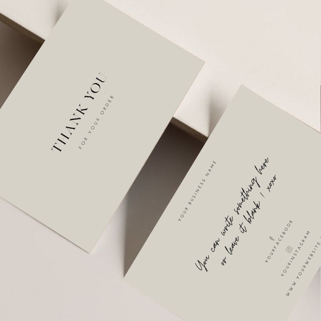 Printable Luxury Thank You for Your Order Cards, Template Card, Thank ...