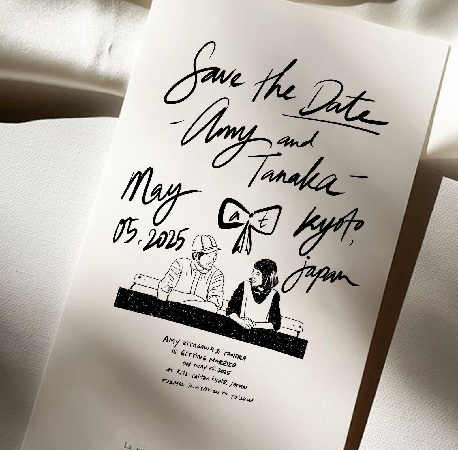 Custom Couple Portrait Line Drawing: Wedding Invitation (digital ...