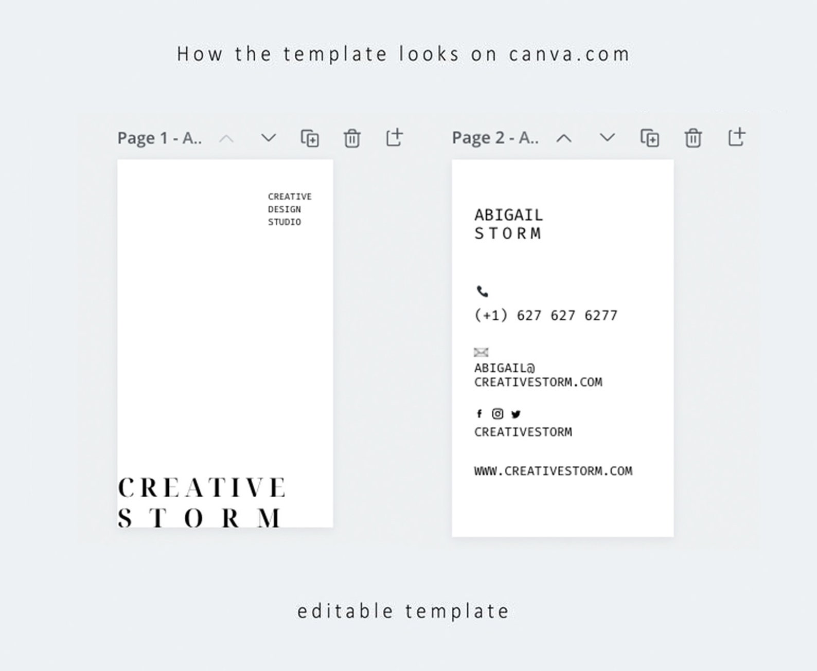 Minimal Business Card Template, Name Card Layout, DIY Business Card ...