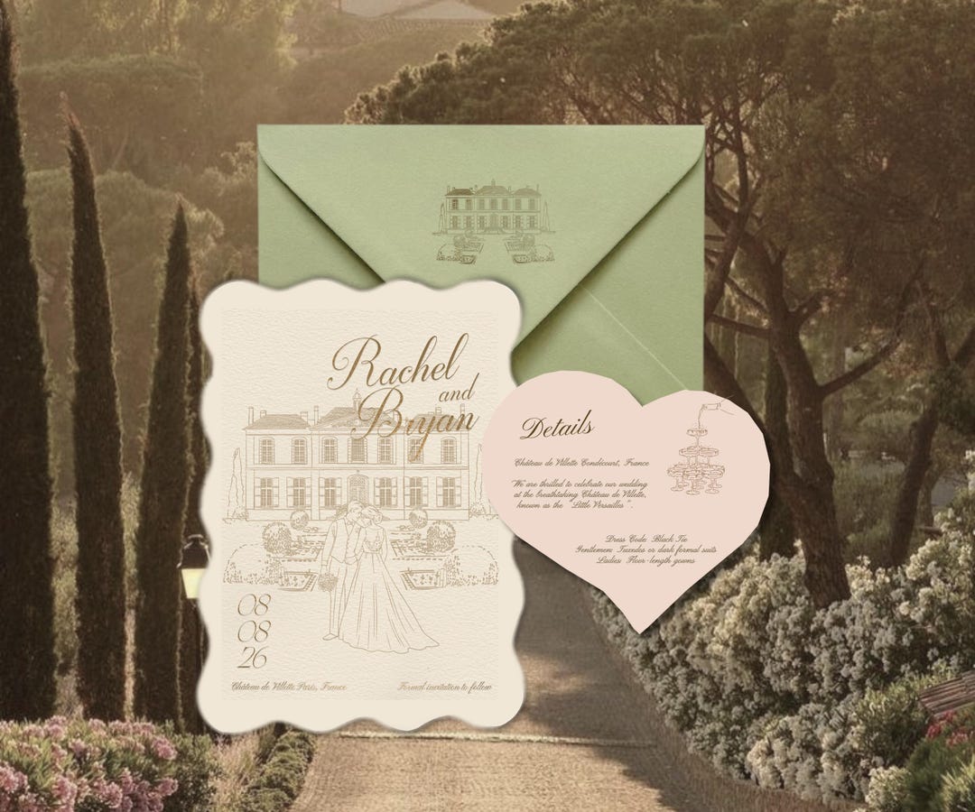 Hand-drawn Wedding Venue Invitation: Elegant Gold Foil Design (digital ...