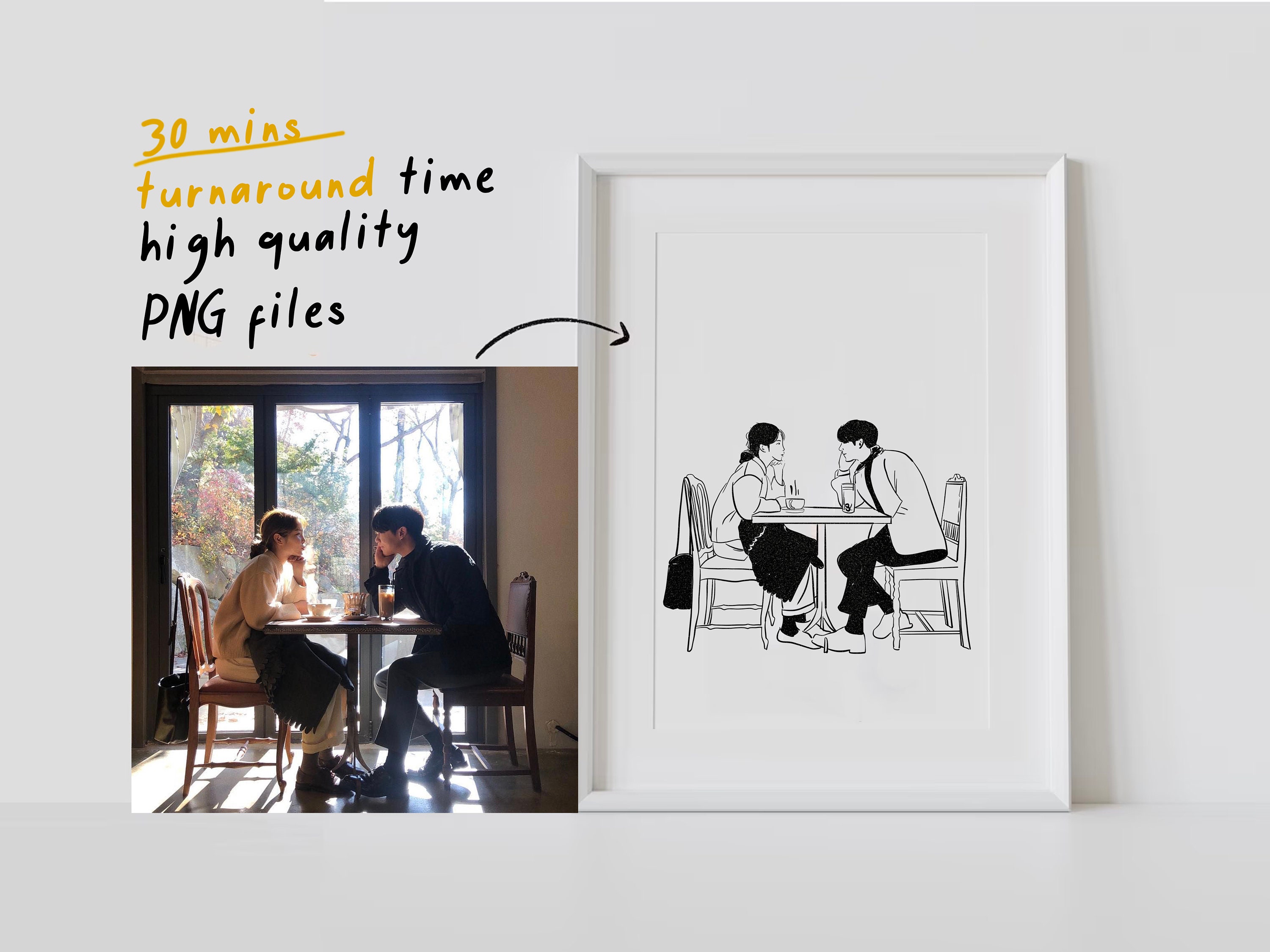 Custom Portrait Line Drawing, Custom Minimalist Drawing, Couple Drawing ...