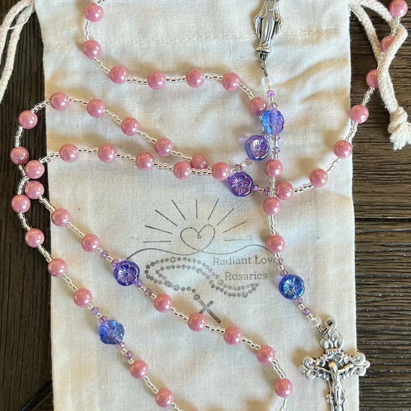 Pink Rosary - Etsy