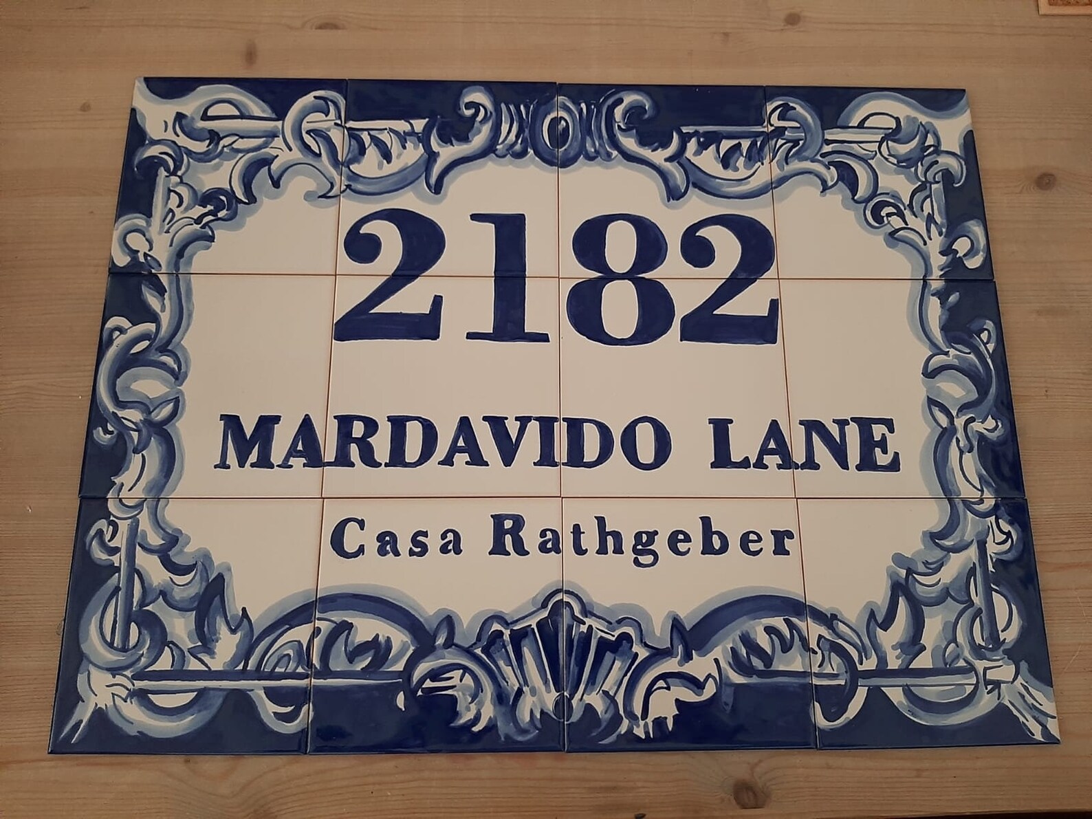 Custom House Address Tile Mural, Portuguese Tiles Handpainted, in Blue ...