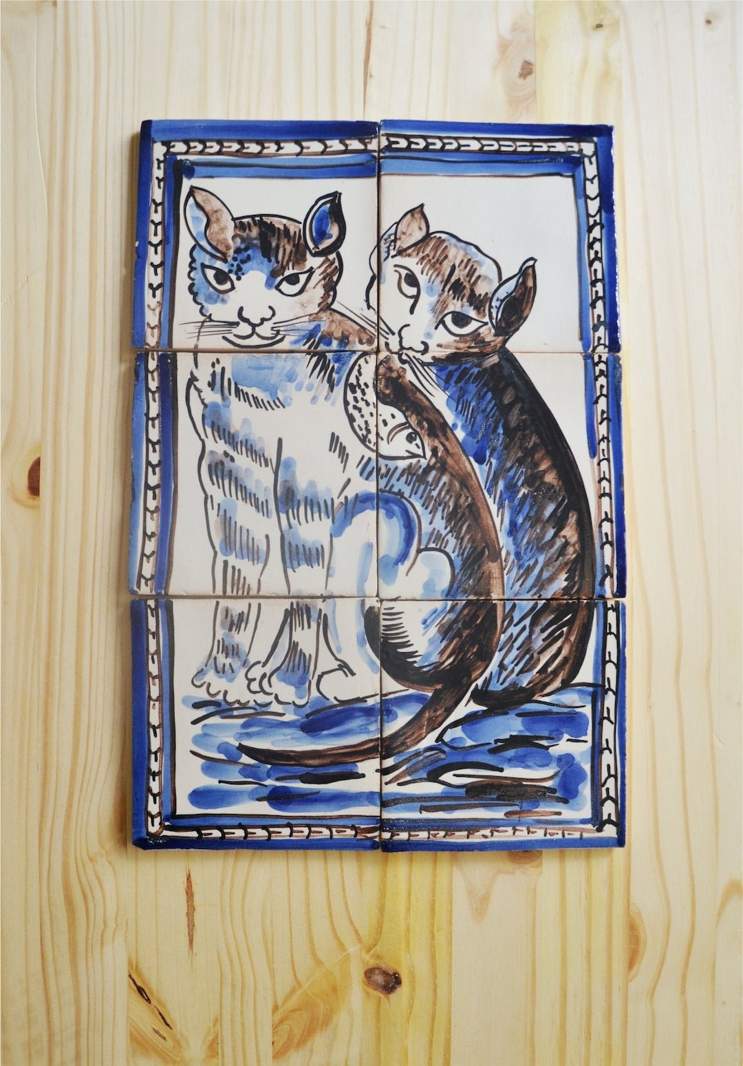 Decorative Ceramic Tiles CATS Hand Painted Tile Mural - Etsy