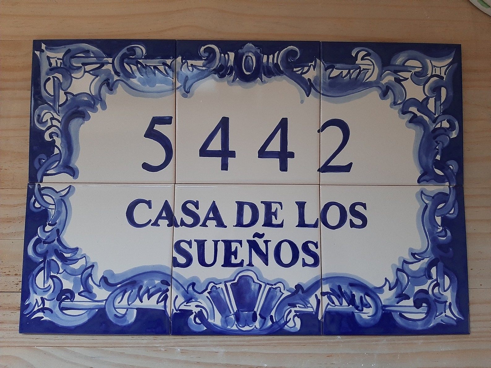 Custom House Address Tile Mural, Portuguese Tiles Handpainted, in Blue ...