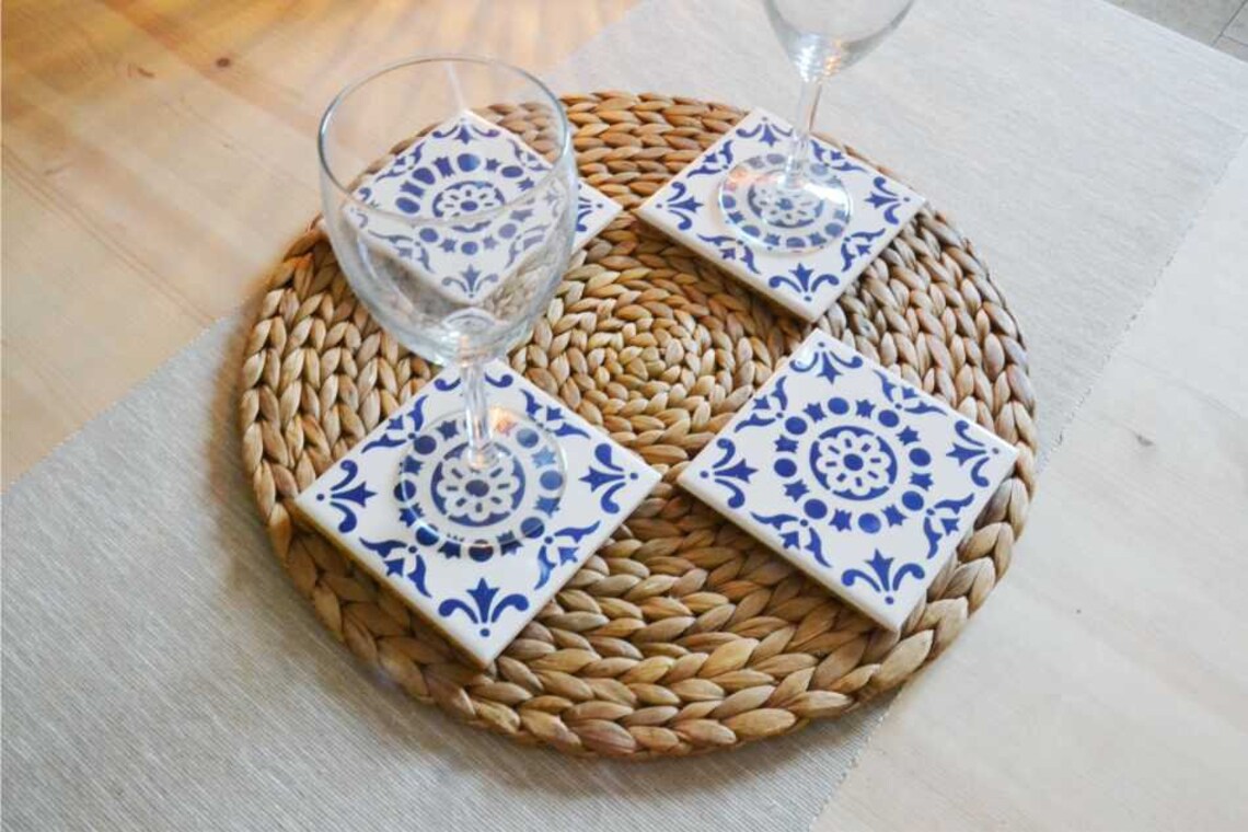 Set of 4 Ceramic Tiles Coasters Portuguese Hand Painted - Etsy