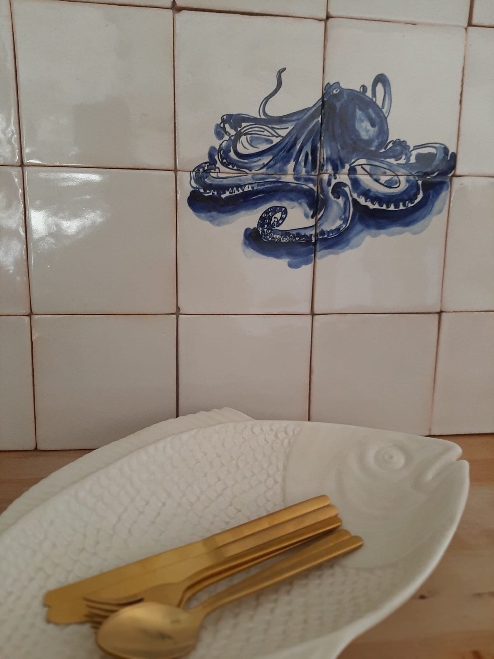 Octopus, Tile Panel, Portuguese Tiles, Decorative Tile Panel, Sea ...