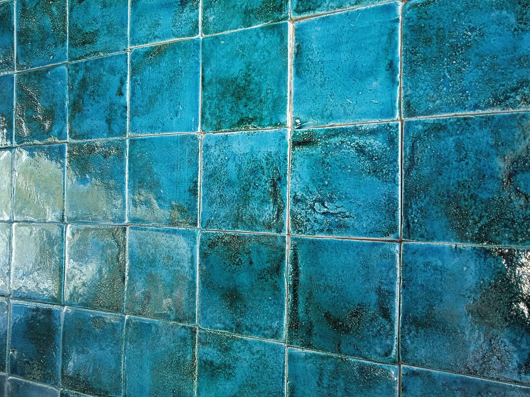 Portugal Azulejo , Handmade Tile, Blue Ocean Color, Glazed Tile, 11x 11 ...