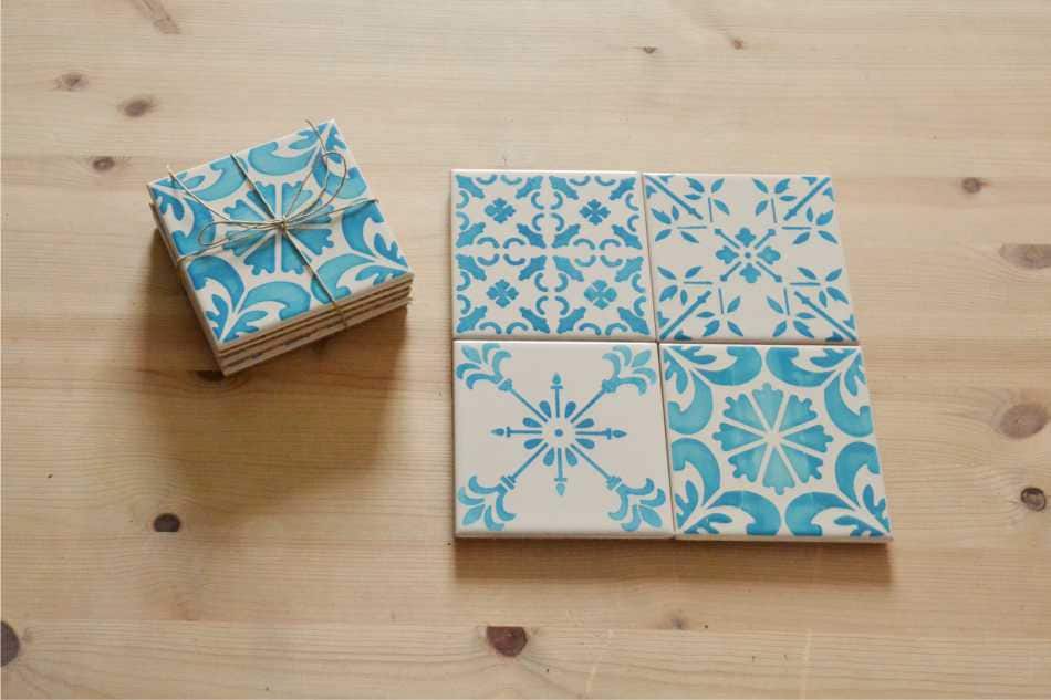 Set of 4 Ceramic Tiles, Coasters, Portuguese Hand Painted Tiles - Etsy ...